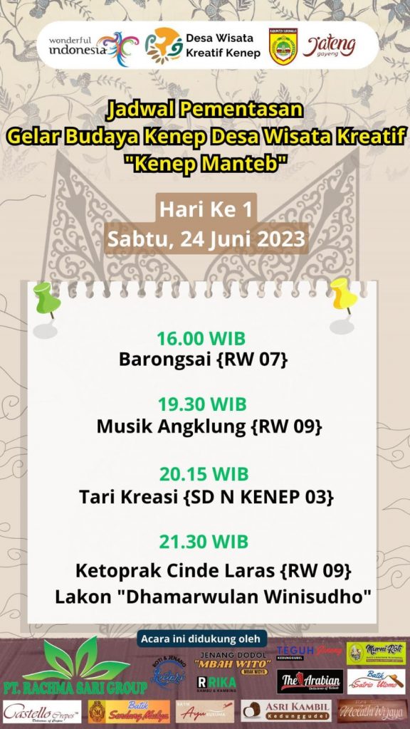 GELAR BUDAYA KENEP DESA WISATA KREATIF 2023 – Portal Kabupaten Sukoharjo