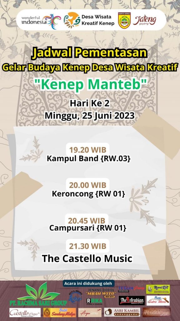 GELAR BUDAYA KENEP DESA WISATA KREATIF 2023 – Portal Kabupaten Sukoharjo